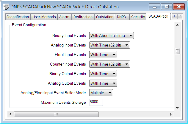 DNP3 SCADAPack Driver Guide - Configure Event Configuration (Configuring DNP3 SCADAPack E ...
